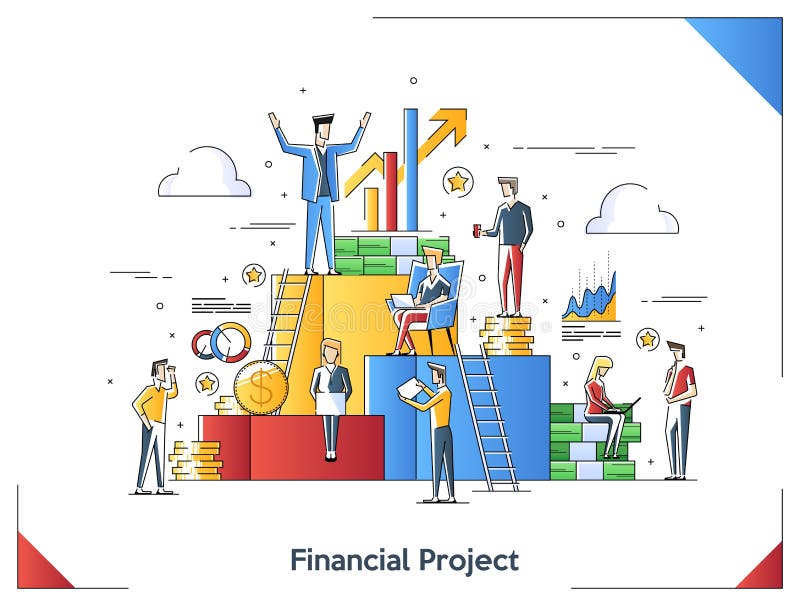 Flat Linear Illustration of Financial Project Concept, the Company is ...