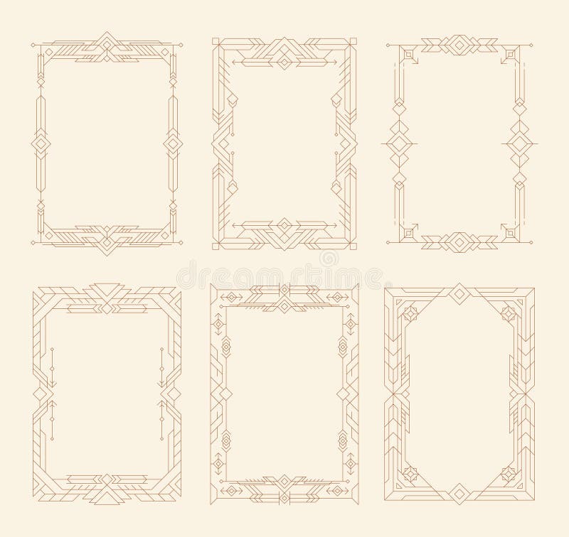 Flat Linear Rectangular Frame Set Collection Stock Illustration ...