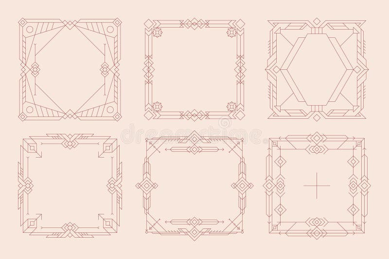 Flat Linear Square Frame Collection Stock Illustration - Illustration ...