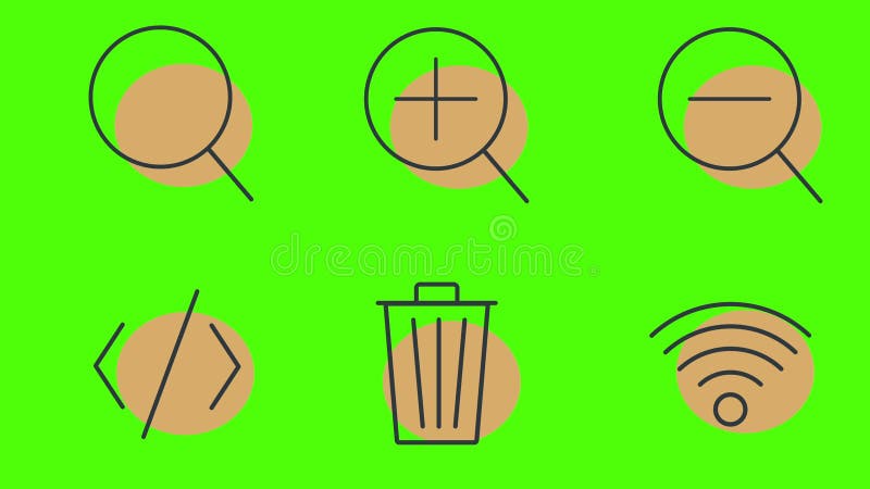 Flat Lines Animated Spotlight Icons Elements on Green Screen Chroma Key ...