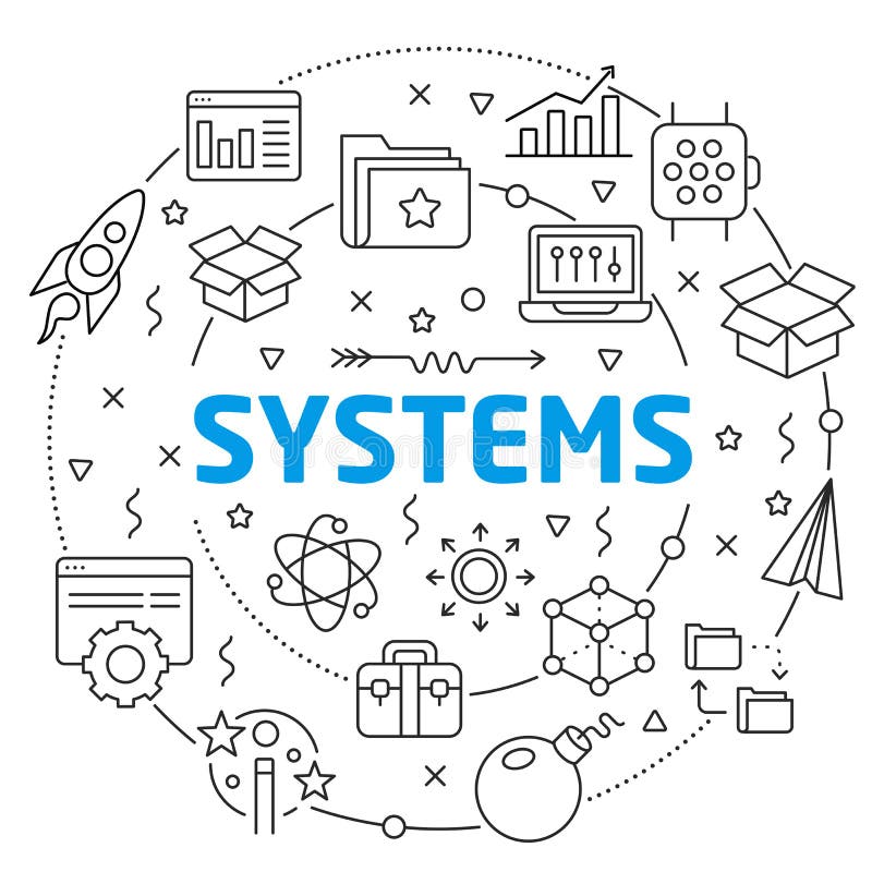 Flat Lines Illustration for Presentation Systems Stock Vector ...