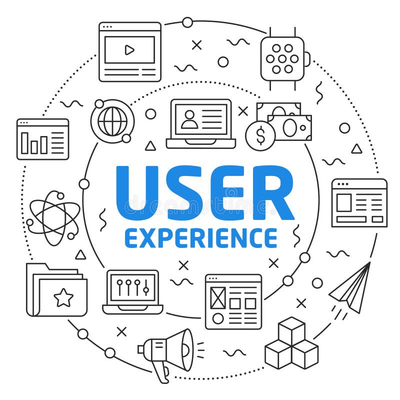 Flat Lines Illustration for Presentation User Experience Stock Vector ...