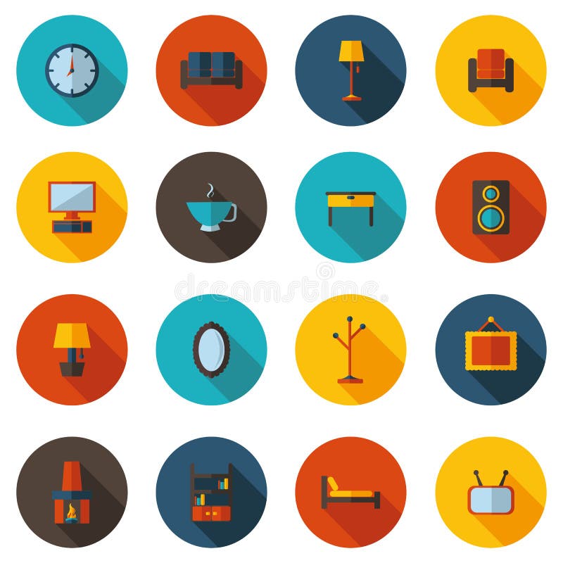 Flat living icons stock illustration. Illustration of icons - 63964101