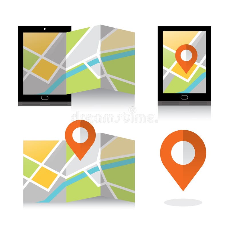 Flat Location Icon on Smartphone. Mobile GPS Navigation Concept. Stock ...