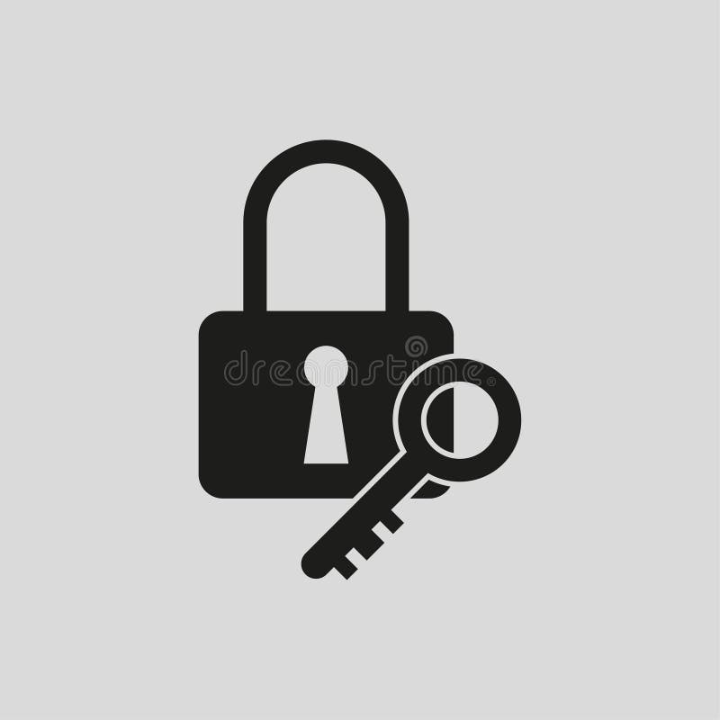 Flat Lock with Key Icon. Padlock, Lock. Vector Illustration Stock ...