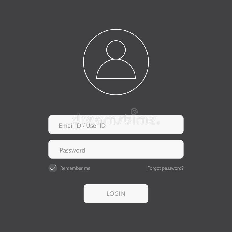 Flat Login Form Design with Lock Icon on Black Background. Vector Stock ...