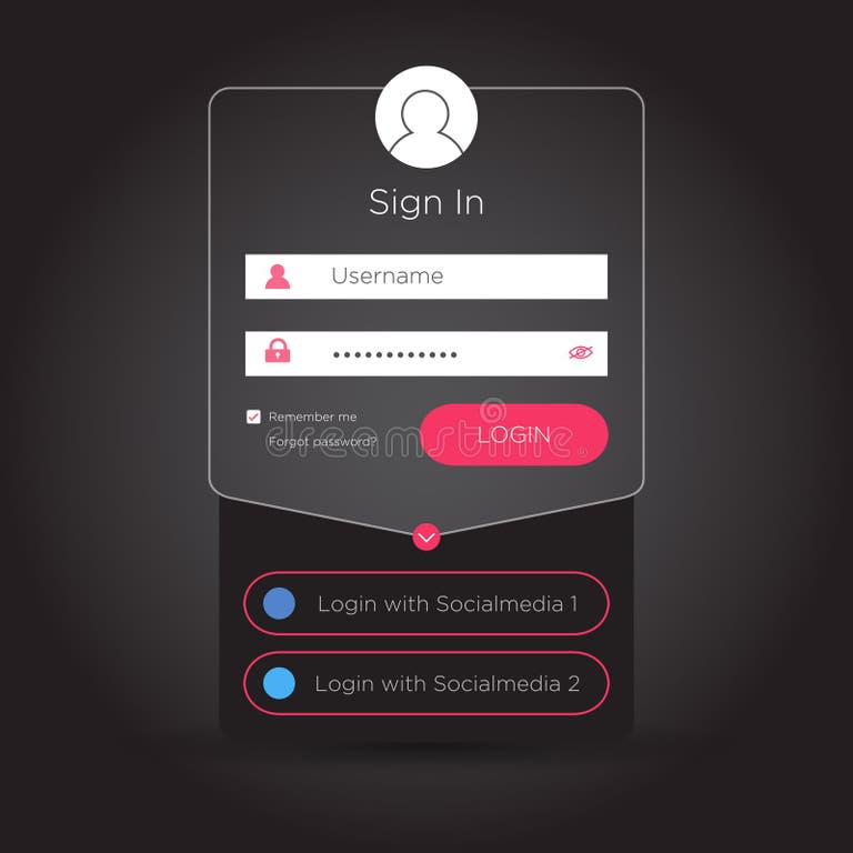 Flat Login User Interface. Sign in Web Element Template Window Stock ...