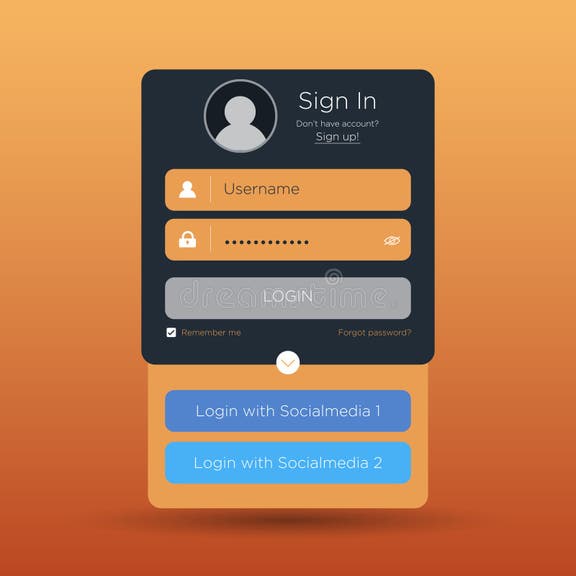 Flat Login User Interface. Sign in Web Element Template Window Stock Vector - Illustration of ...