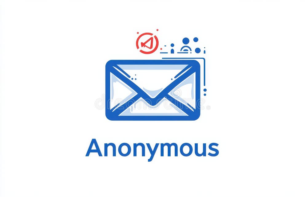 Flat Logo Illustrating an Open Email in Blue with Anonymous Text and ...