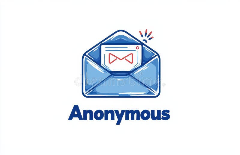 Flat Logo of an Open Email with a Red Alert Symbol in Blue Emphasizing ...