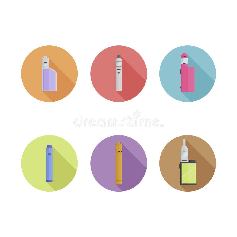 Flat Longshadow Vape Device Icons. Pt Stock Vector - Illustration of ...