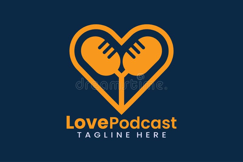 Love Podcast Logo Design Template. Abstract Heart Microphone Logo ...