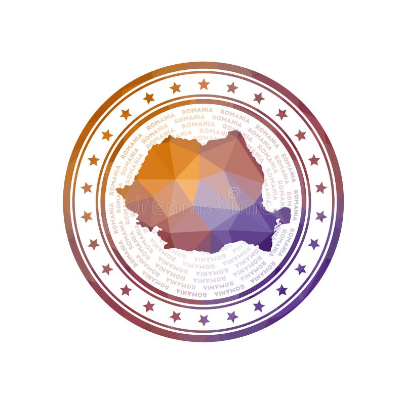 Flat Low Poly Stamp of Romania. Stock Vector - Illustration of contour ...