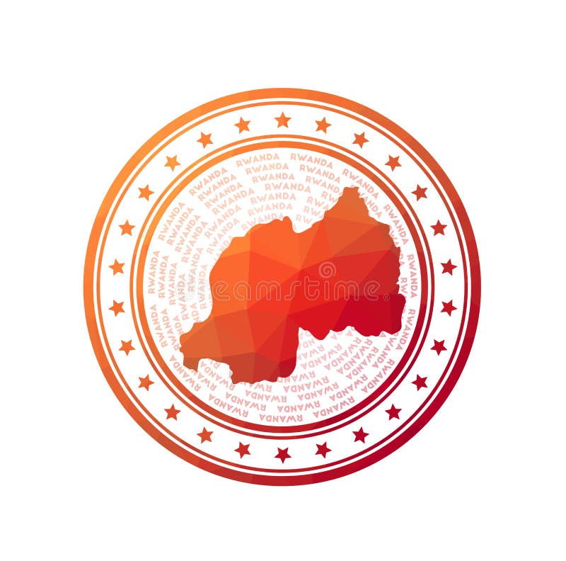 Flat Low Poly Stamp of Rwanda. Stock Vector - Illustration of ...