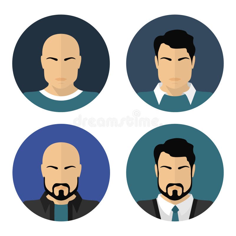 Flat Male Faces. Vector Circle Icons Stock Vector - Illustration of ...