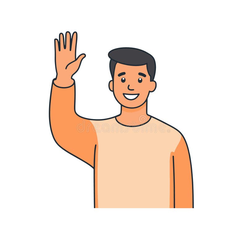 Flat Man Raising Hand Eager To Ask a Question Vector Stock Illustration ...