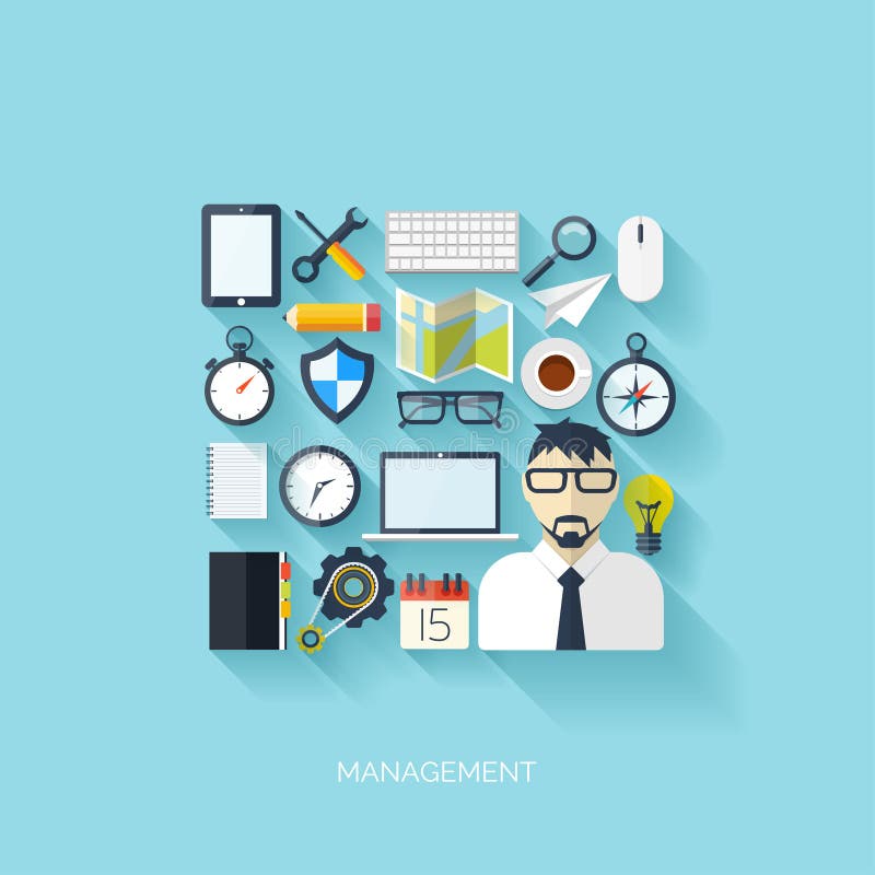 Flat Management Background. Business and Marketing. Stock Vector ...