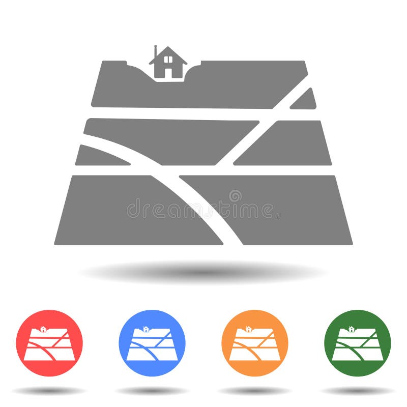 Flat Map with Home Pointer Vector Icon Stock Vector - Illustration of ...