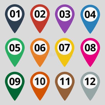 Numbers Map Markers Stock Illustrations – 181 Numbers Map Markers Stock ...