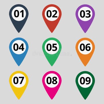 Numbers Map Markers Stock Illustrations – 181 Numbers Map Markers Stock ...