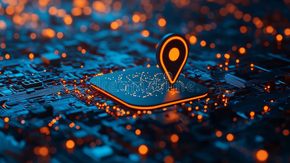 This Flat Map Pin Represents the Idea of Network Connection in a City ...