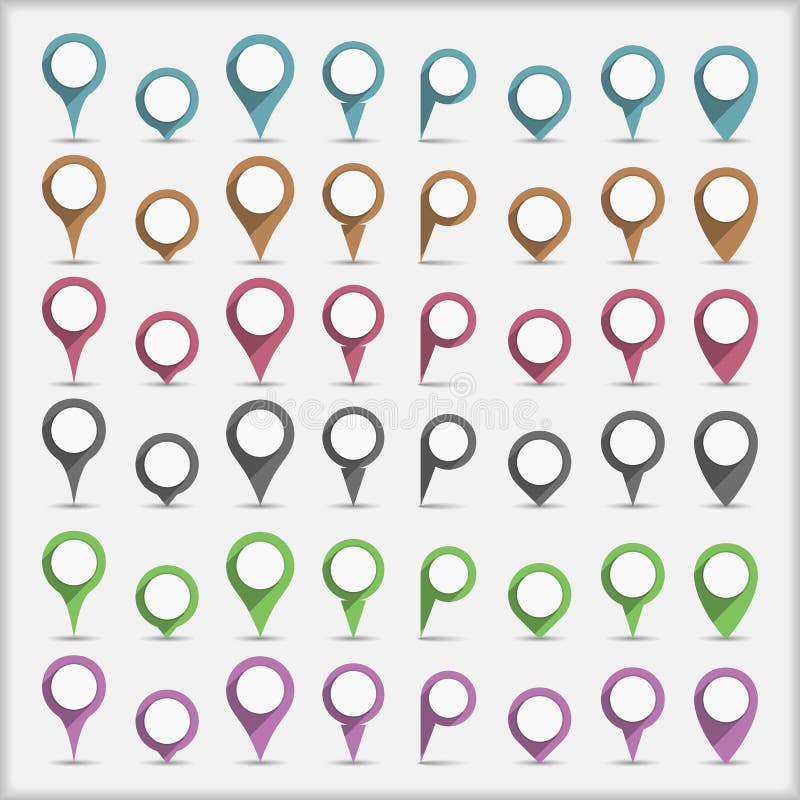 Flat Map Pins Collection stock vector. Illustration of location - 35859888