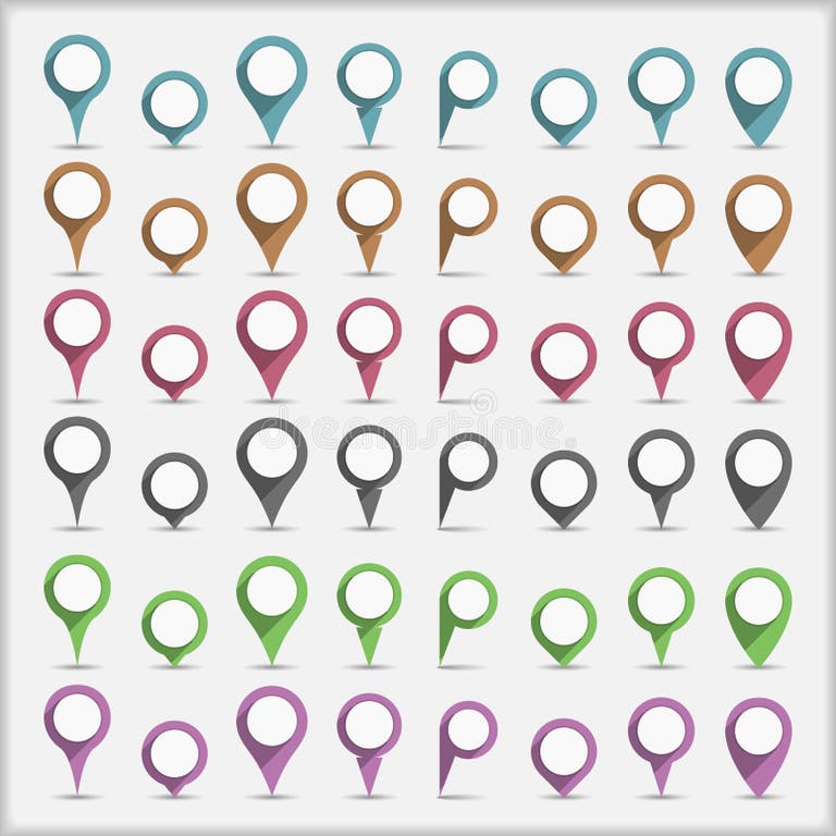 Flat Map Pins Collection stock vector. Illustration of location - 35859888