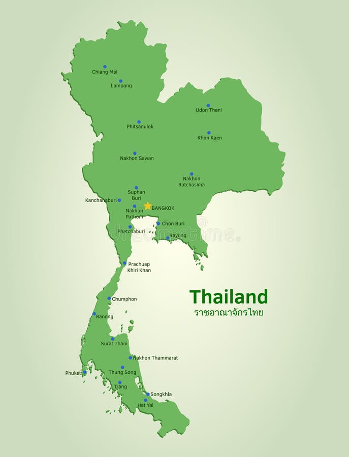 Flat map of Thailand stock illustration. Illustration of land - 88451929
