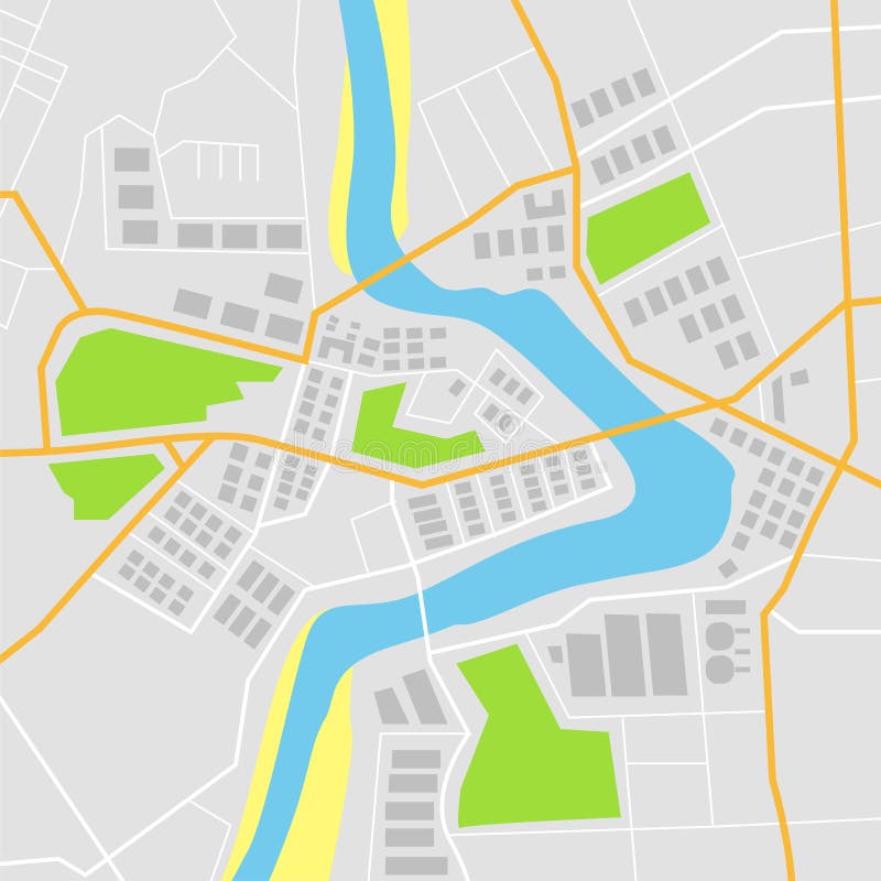 Flat Map with Vector Illustration Stock Vector - Illustration of paper ...