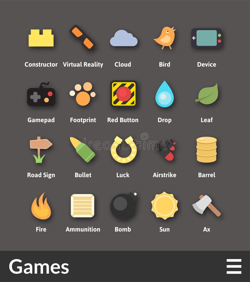 Flat Material Design Icons Set Stock Vector - Illustration of gamepad ...