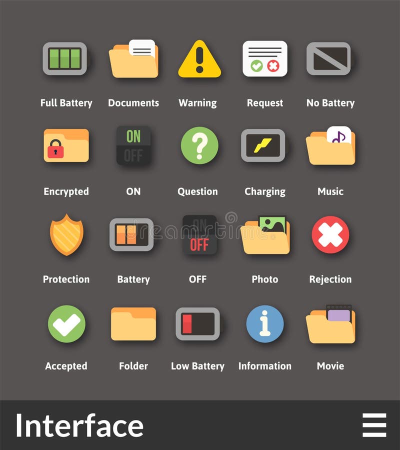 Flat Material Design Icons Set Stock Vector - Illustration of interface ...