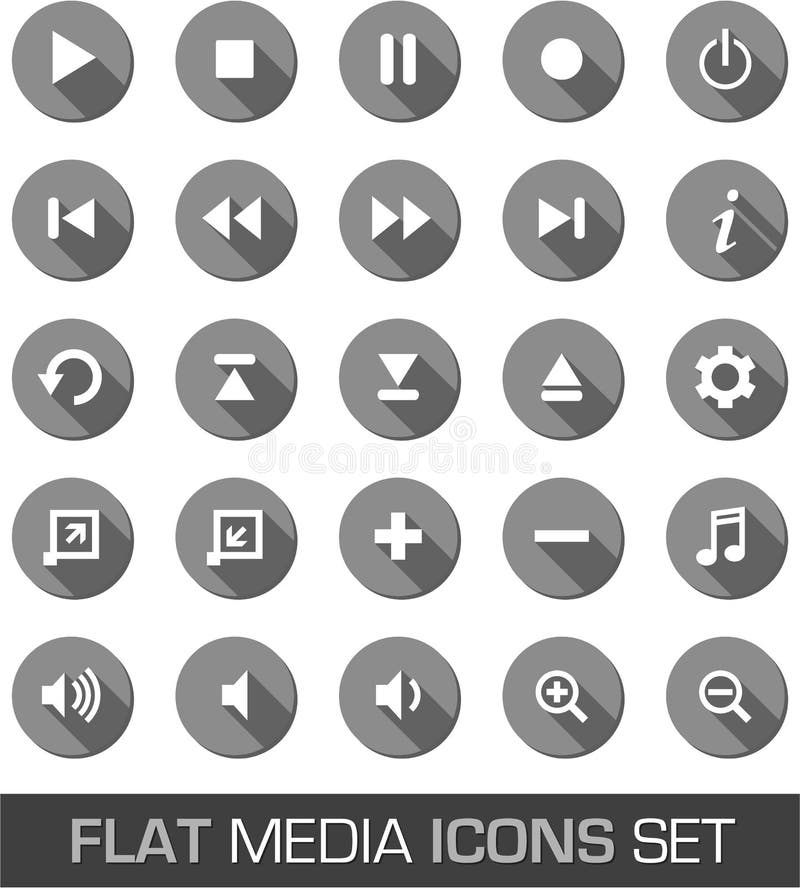 Flat Media Icons with Shadow Stock Vector - Illustration of microphone ...
