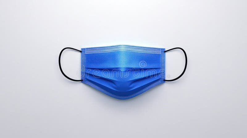 Flat Medical Face Mask with Visible Pleats and Strings on White ...