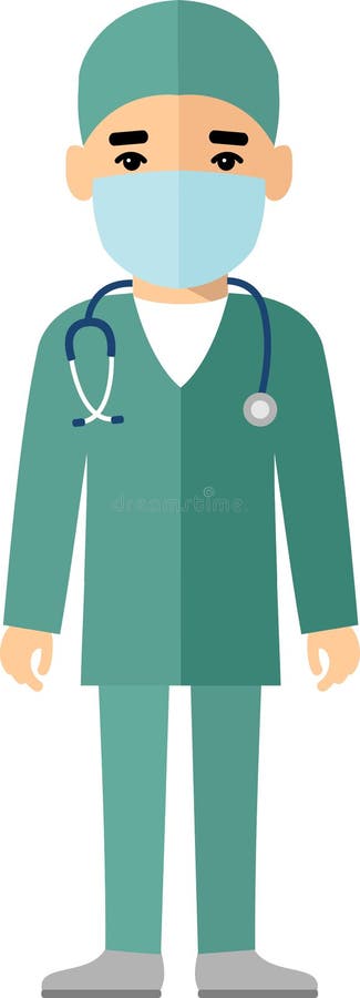 Flat Medical Illustration with Physician in Medical Clothes with ...