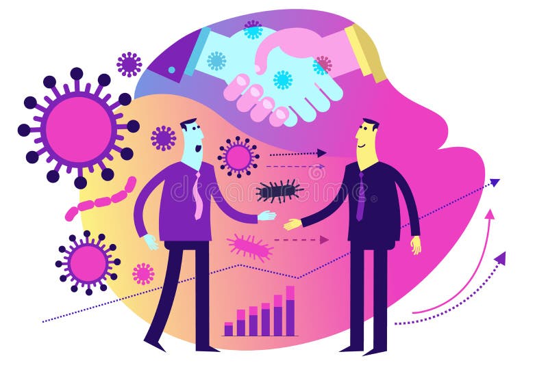 Medical Illustration on the Theme of the Epidemic: Handshake in Which ...
