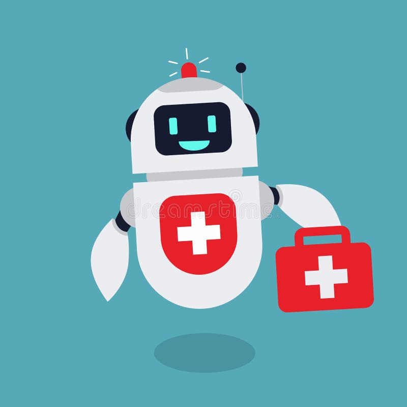 Flat Medical Robot Illustration Mascot Vector Stock Vector ...