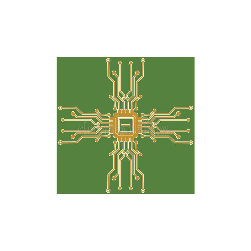 Flat Microelectronics Circuits Technology With Blue Background. Stock Vector - Illustration of ...