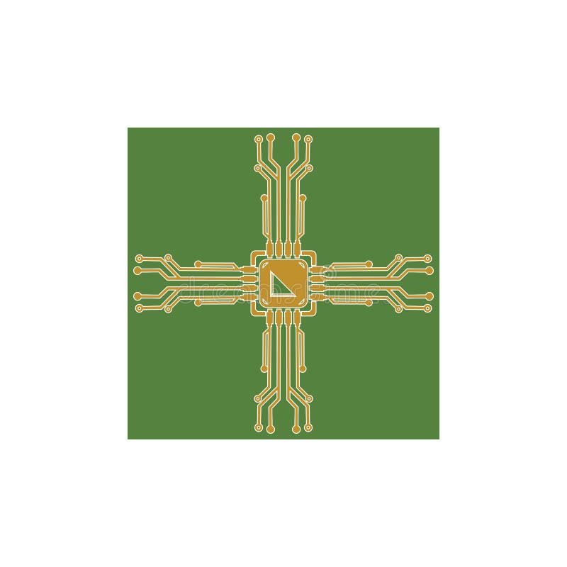 Flat Microelectronics Circuits Technology With Blue Background. Stock Vector - Illustration of ...