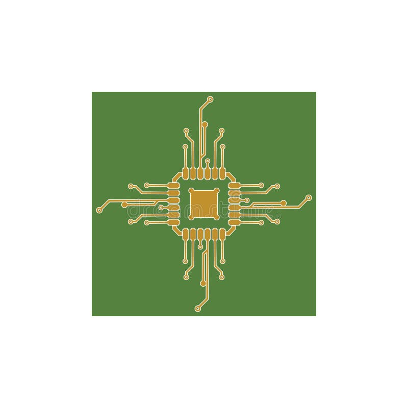 Flat Microelectronics Circuits Technology Logo Set Stock Vector ...