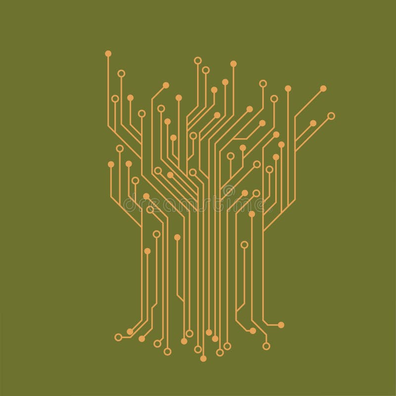 Flat Microelectronics Circuits Technology with Blue Background. Stock Vector - Illustration of ...