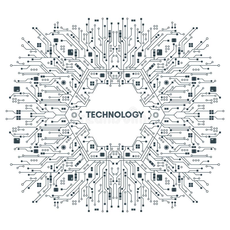 Microelectronics Circuits. Blue Circuit Board Vector Background. Stock ...
