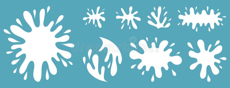 Flat Milk Splash and Blot Doodle Isolated Elements Set. Isolated Vector ...
