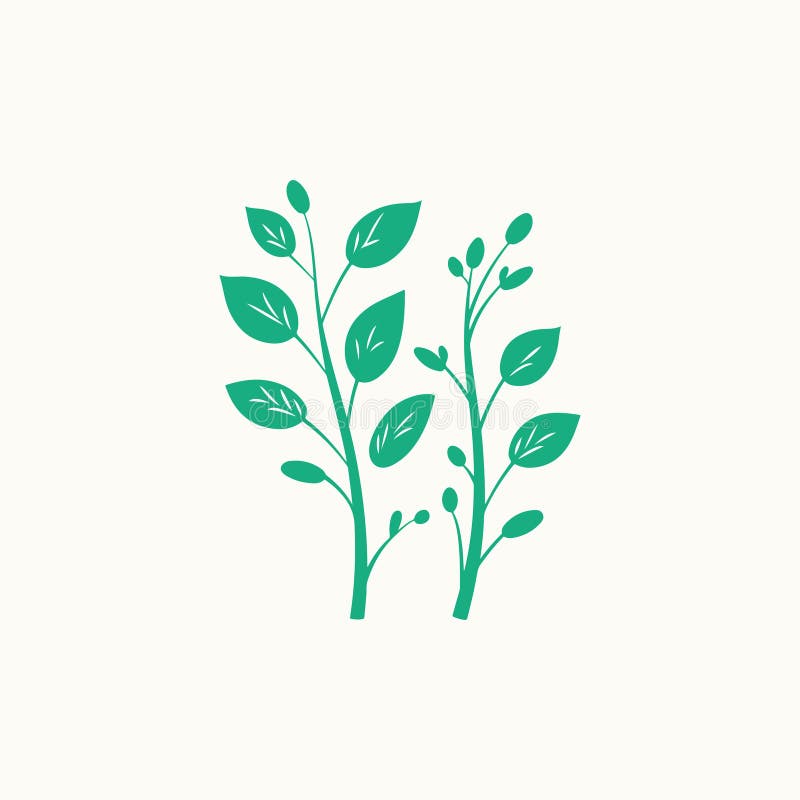 Flat Minimal Leaves Icons stock illustration. Illustration of natural ...