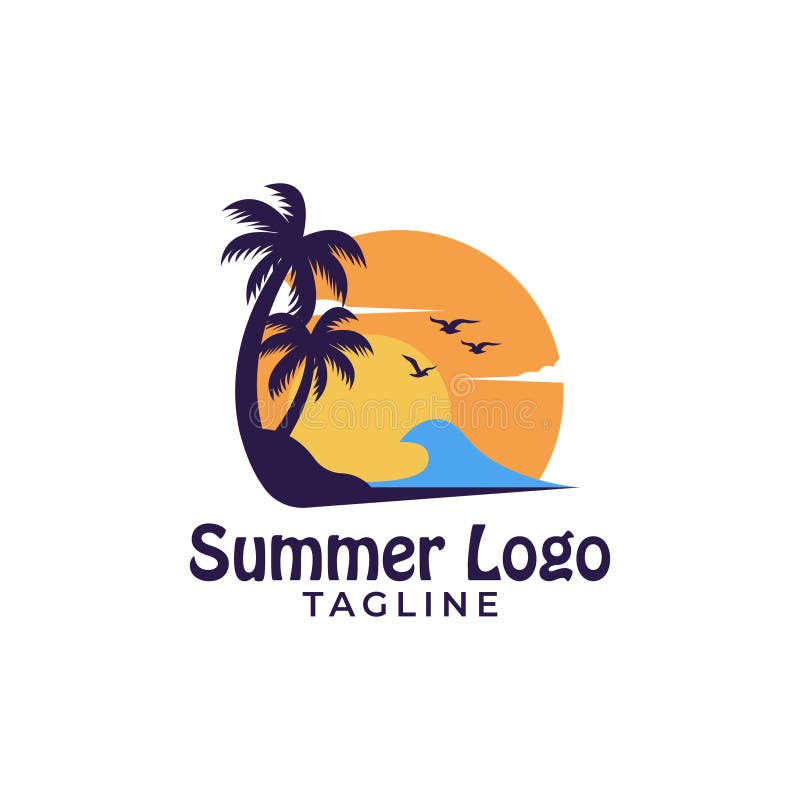 Flat Minimalist Summer Logo Design Template Stock Illustration ...