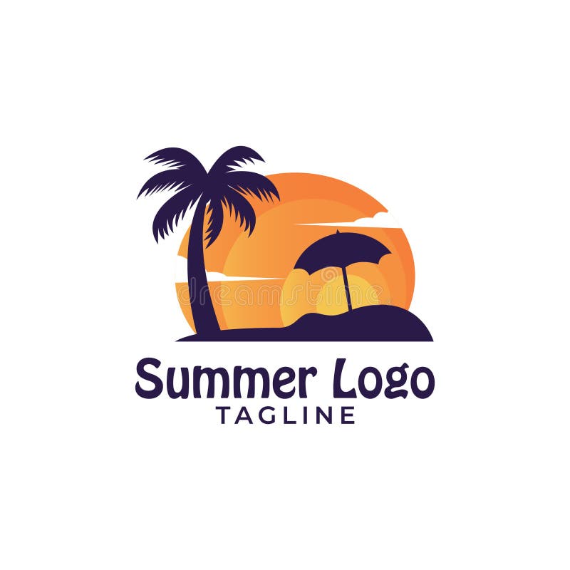 Flat Minimalist Summer Logo Design Template Stock Illustration ...
