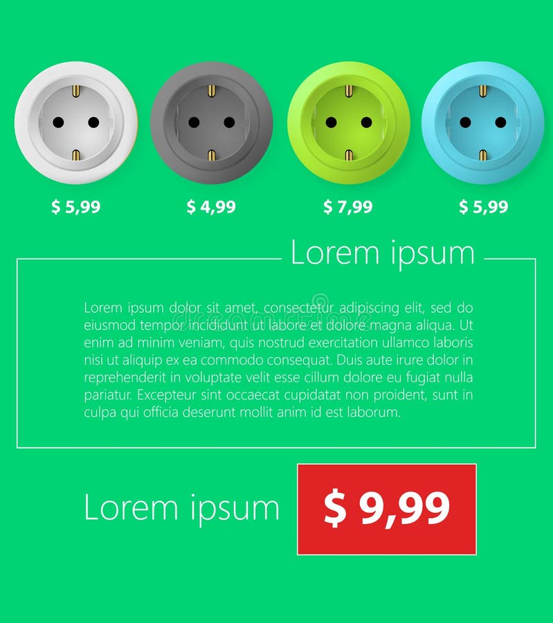 Flat Minimalist Template Business Design. Sockets. Stock Vector ...