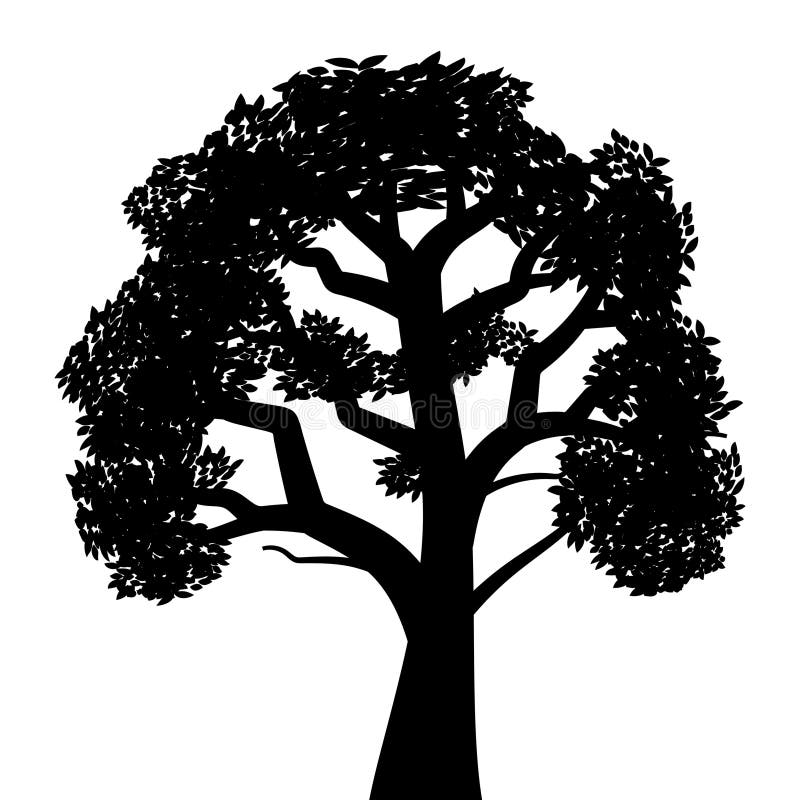 Flat Minimalist Tree Silhouette Stock Vector - Illustration of plant ...