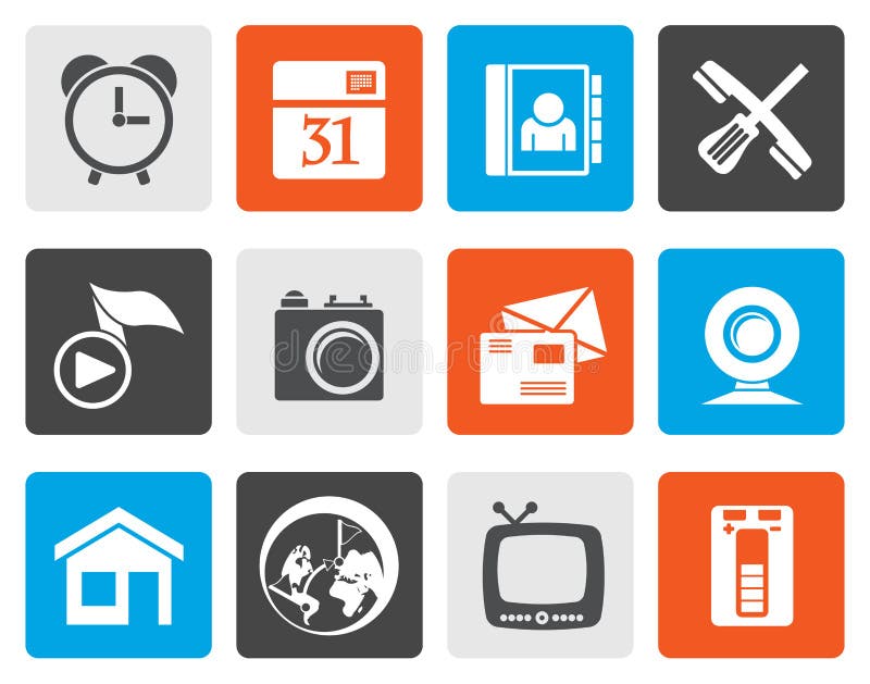 Flat Mobile Phone and Computer Icons Stock Vector - Illustration of ...