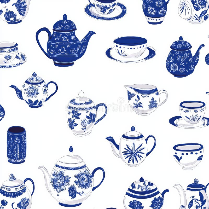 A Flat Modern Ceramics Seamless Pattern. a Handmade Dinnerware ...