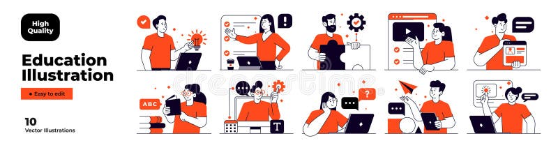 Flat Modern Design Illustration of Education Stock Vector ...